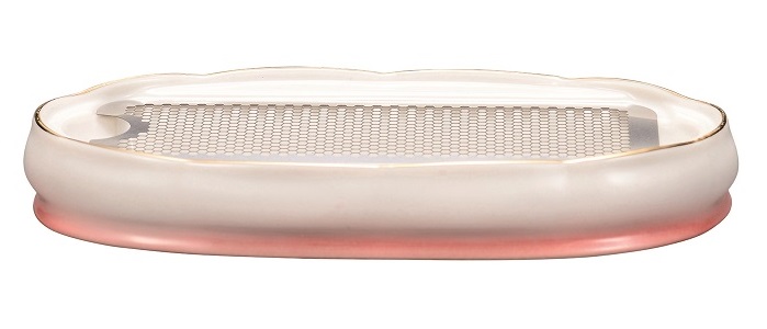 山田仏具オンラインショップ / 陶器 線香皿【美濃焼 花輪】桃